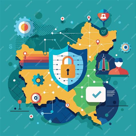 premium vector map of hungary illustration with lock and binary code