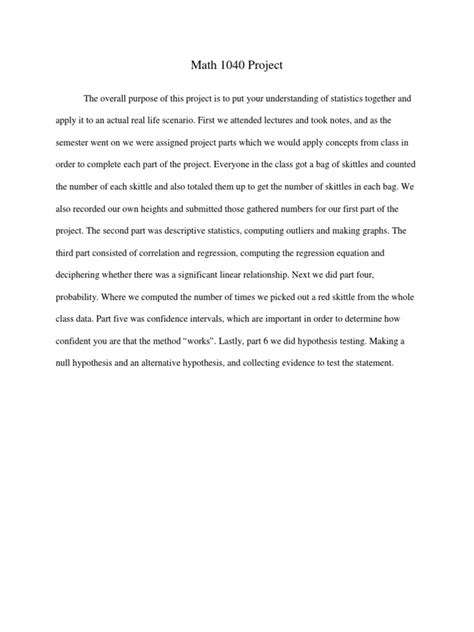 Math 1040 Final Project Pdf Confidence Interval Correlation And Dependence