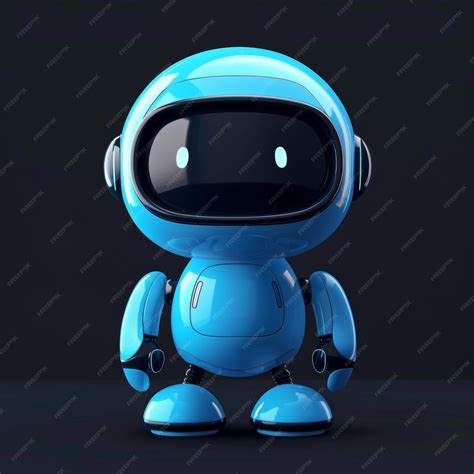 Cute Blue Robot With Antenna Friendly Robotic Toy With Glowing Smiling