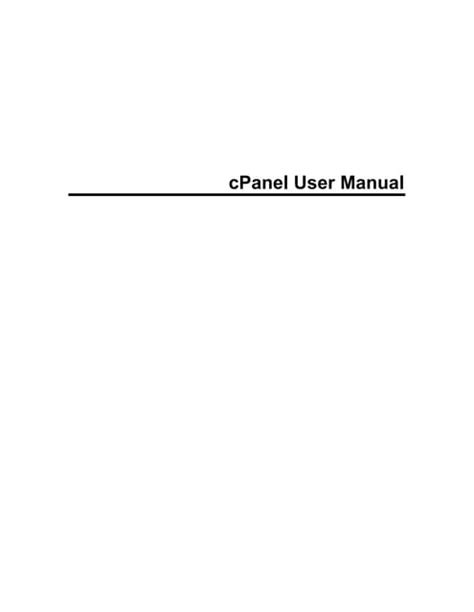 Cpanel User Manual Pdf