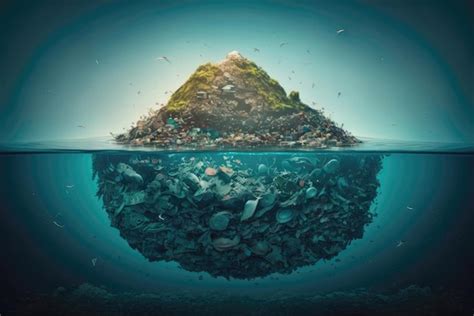 Isla De Basura En El Océano Ia Generativa Foto Premium