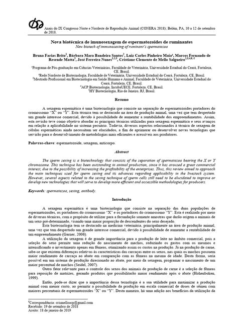 Métodos De Sexage Espermática Pdf Anticorpo Centrifugação