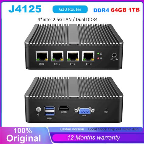 G30 Fanless Firewall Router Mini Pc Celeron J4125 Wifi Pfsense Soft Routing Linux Appliance