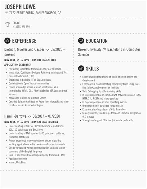 Java Technical Lead Resume Samples Velvet Jobs