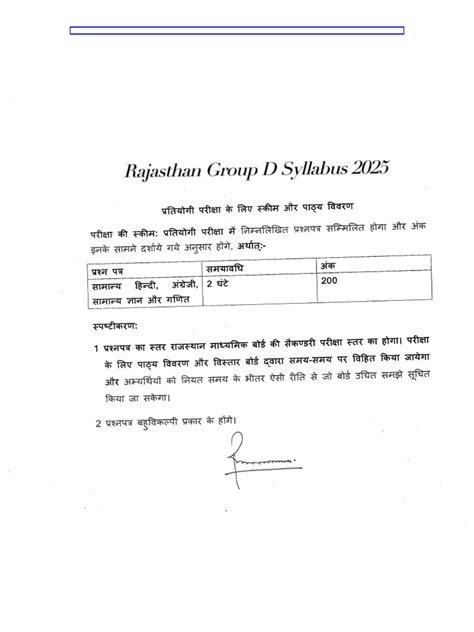 Rajasthan Group D Syllabus 2025 Pdf Download Pdf