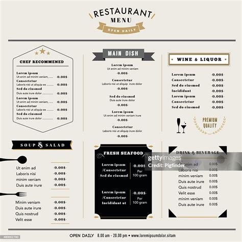 Restaurant Menu Design Template Layout Vintage Style High Res Vector