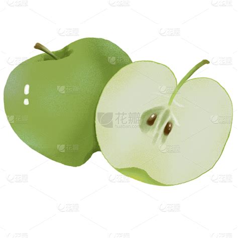 手绘肌理风水果主题插画 青苹果