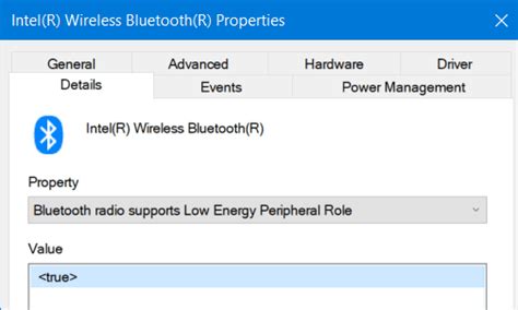 Windows 10 Bluetooth Radio Properties
