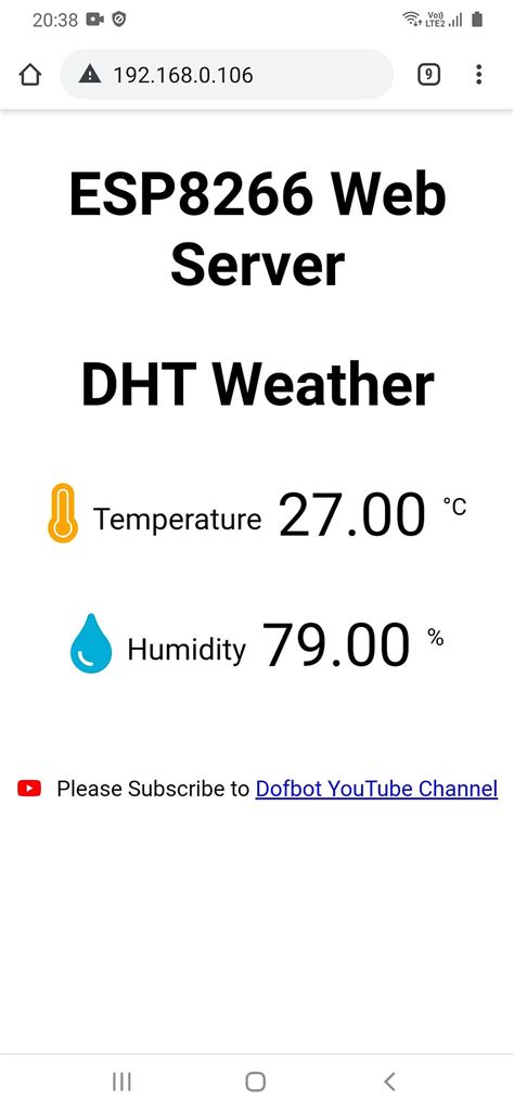 ESP8266 Server DHT Weather Station