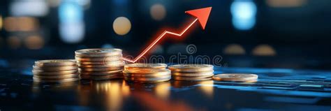 Efficient Cost Management Concept With 3d Coins And An Upward Arrow