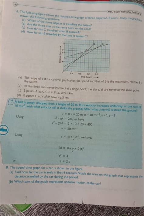 192 6 The Following Figure Shows The Distance Time Graph Of Three Object