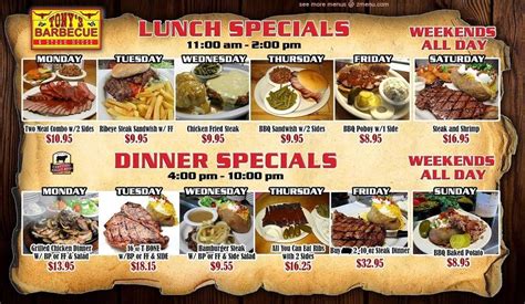 Menu At Tonys Bbq Anahuac