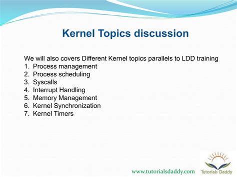 Linux Device Driver Training Tutorialsdaddy Pptx