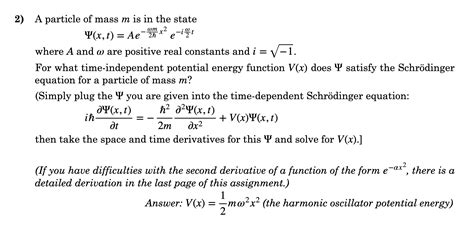 Solved 2 A Particle Of Mass M Is In The State Chegg Com