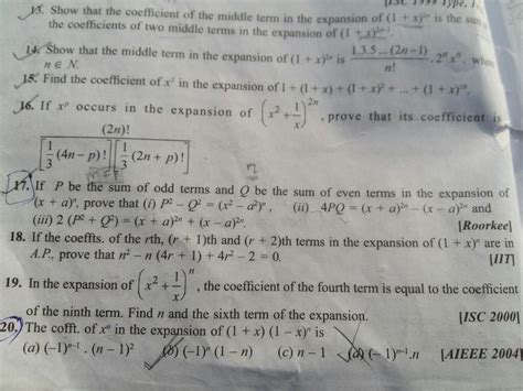Write The Statement Of Binomial Theorem For Positive Integral Indices N1b6l9m00