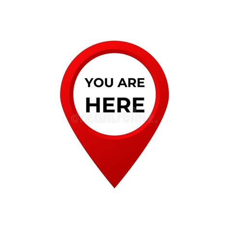 Red Map Location Pin With Message You Are Here Showing Navigation And Direction Tips Stock