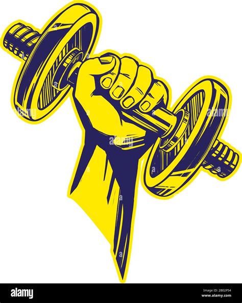 Arm Strong Hand Holding A Dumbbell Icon Cartoon Hand Drawn Vector