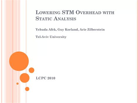 Lowering Stm Overhead With Static Analysis Ppt