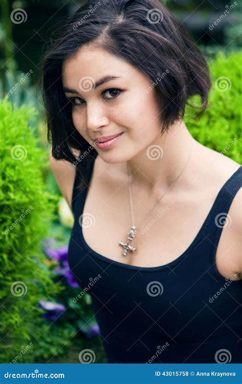 Ragazza Giapponese Con Le Lentiggini Fotografia Stock Immagine Di