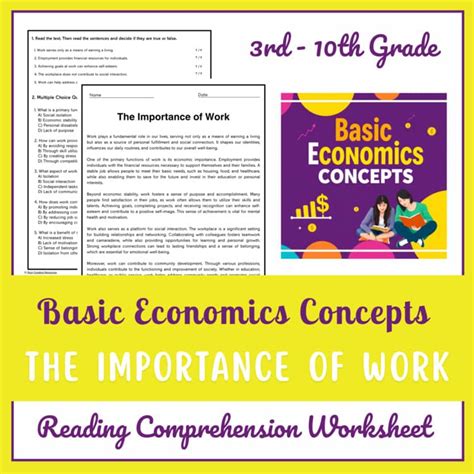 The Importance Of Work Reading Comprehension Passages And Questions Worksheets