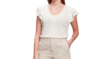 Gap Linen Blend Flutter Sleeve Top Birch Beige Compare Prices Klarna Us