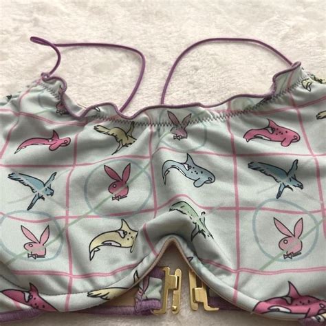 Oceanus X Playboy Womans Bikini Top Size Medium Depop