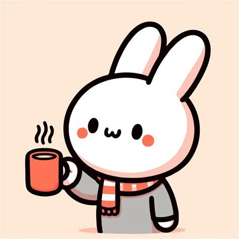 Vector Style Cute Bunny Drinking Hot Water Premium Ai Generated Vector