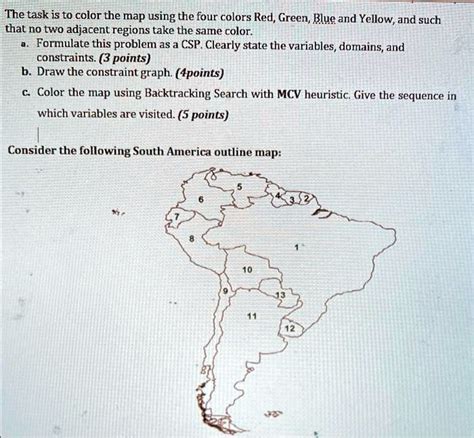 The Task Is To Color The Map Using The Four Colors Red Green Blue And