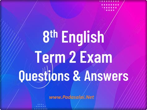 8th English Half Yearly Exam Question Paper With Answer Key