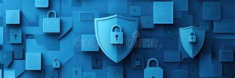 Cybersecurity Themed Background Featuring Layered Locks Encrypted Codes And Shield Shapes In