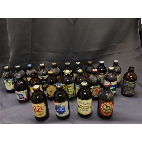 Lot Of 22 Vintage Stubby Beer Bottles Most Full