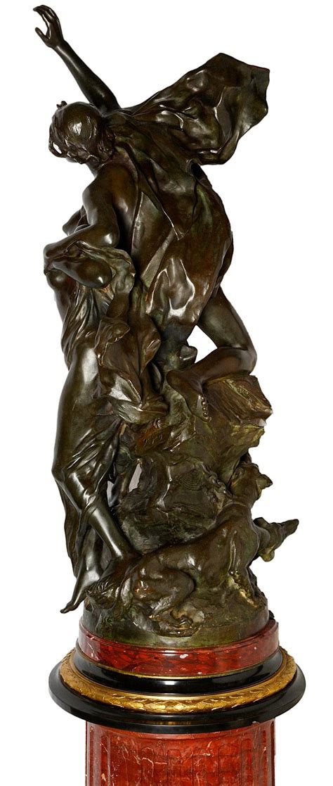 Large Classical Semi Nude Bronze Figures Mounted On Marble Pedestal
