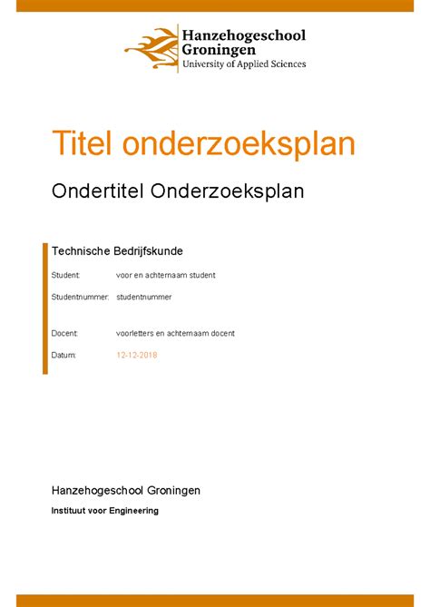 Format Onderzoeksplan Versie 2018 1212 Titel Onderzoeksplan