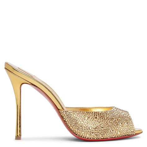 Christian Louboutin Me Dolly 100 Gold Crystal Mules In Metallic Lyst