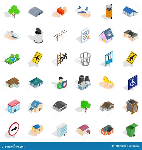 Town Park Icons Set Isometric Style Stock Vector Illustration Of Street Garden 121298206