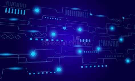 Blue Line Circuit Networking Hi Tech Technology Abstract Background Stock Vector Illustration
