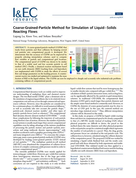 pdf coarse grained particle method for simulation of liquid solids