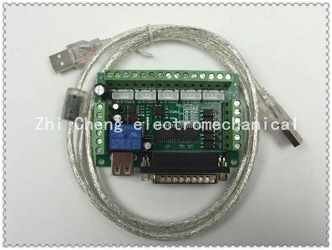 5 Axis Cnc Interface Adapter Breakout Board For Stepper Motor Driver Mach3 Usb Cable Mach3