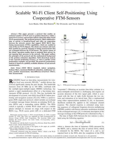 Pdf Scalable Wi Fi Client Self Positioning Using Cooperative Ftm Sensors