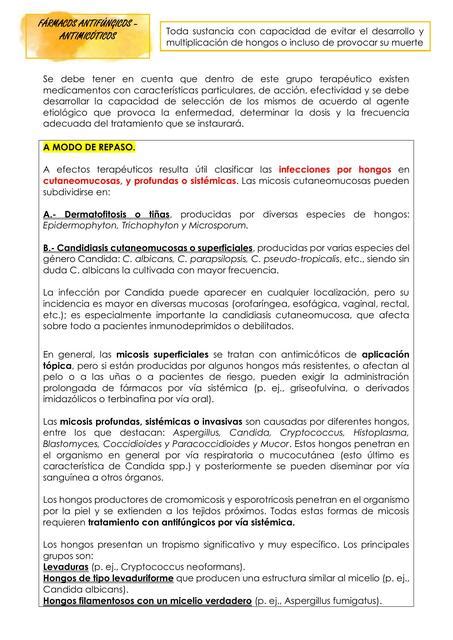 Fármacos Antifúngicos Antimicóticos M Gonzalez uDocz