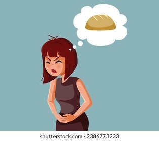 Woman Having Stomachache Suffering Gluten Intolerance Stock Vector Royalty Free