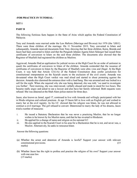 Exercise Part B Law084 Part B Of Final Year Exam For Practice In