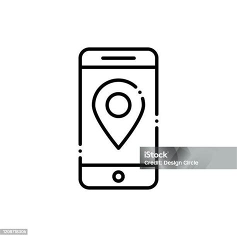Gps 장치 벡터 아이콘 라인 스타일 그림입니다 거리에 대한 스톡 벡터 아트 및 기타 이미지 거리 검색 내비게이션