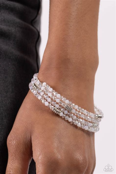 Paparazzi Bracelet ~ Dreamy Debut White Paparazzi Jewelry Online