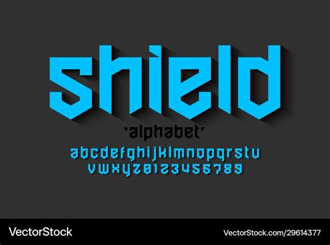 Shield Style Font Design Security Protection Vector Image