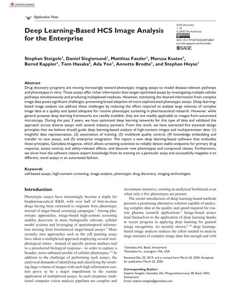 Pdf Deep Learning Based Hcs Image Analysis For The Enterprise