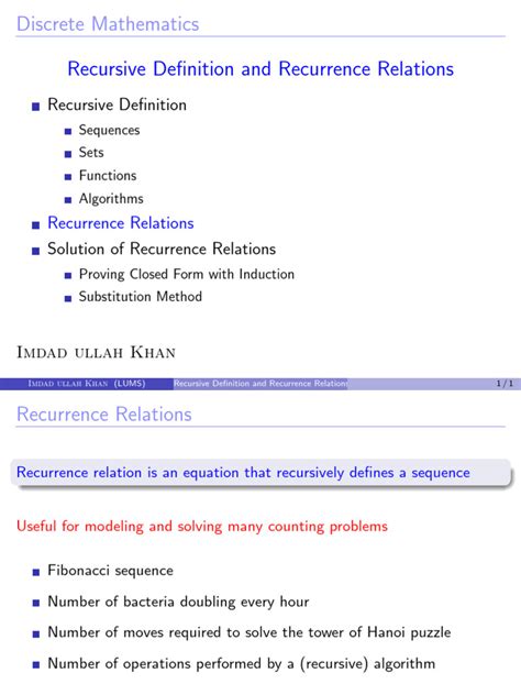 Cs210 Slides 13 02 Recursion Recurrence Relation Pdf