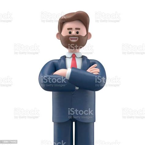 팔을 뚫고 웃는 사업가 밥의 초상화를 클로즈업한다 흰색 배경에 3d 렌더링 입체 이미지에 대한 스톡 사진 및 기타 이미지