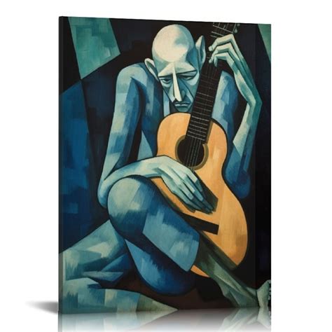 Jeuxus Framed Canvas Print Wall Art The Old Guitarist By Pablo Picasso