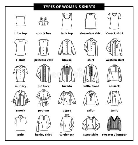 Types Of Women`s Shirts Stock Vector Illustration Of Shop 144613578